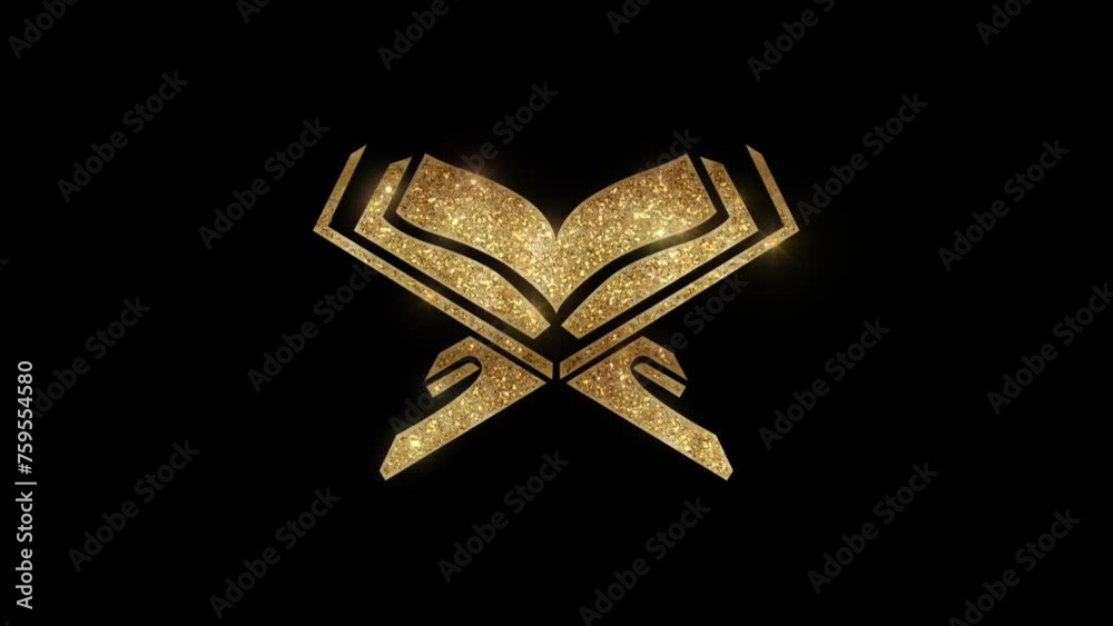 luxury gold star on black background Quran logo Islamic symbol golden ...
