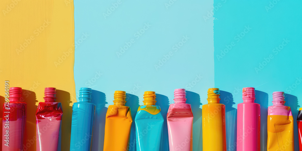 Spectrum of Oil Paint Tubes. A vibrant row of oil paint tubes ...