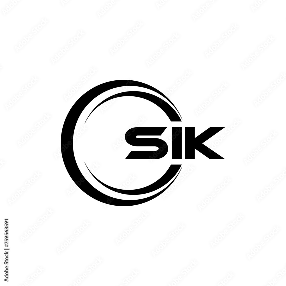 SIK letter logo design with white background in illustrator, cube logo ...