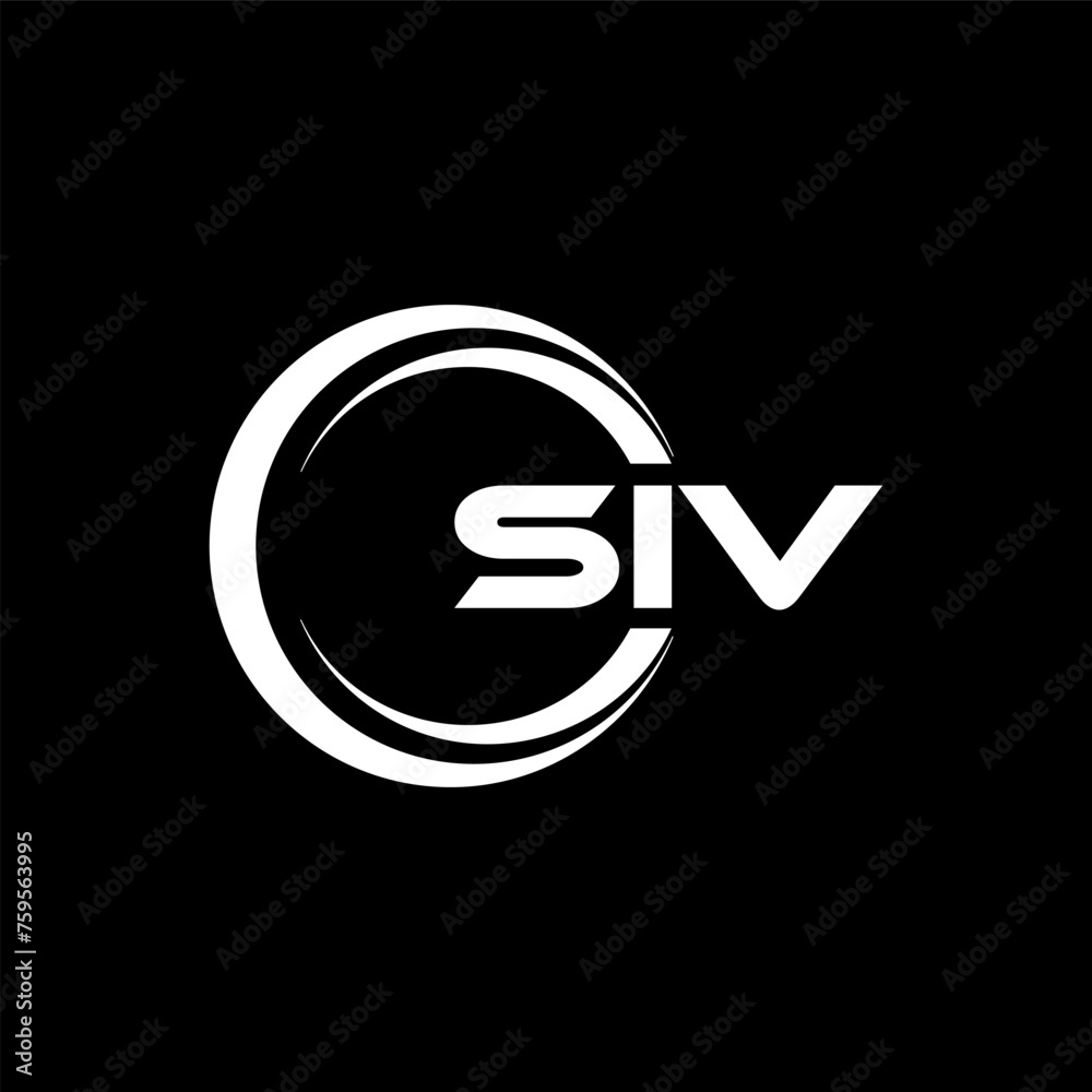 SIV letter logo design with black background in illustrator, cube logo ...