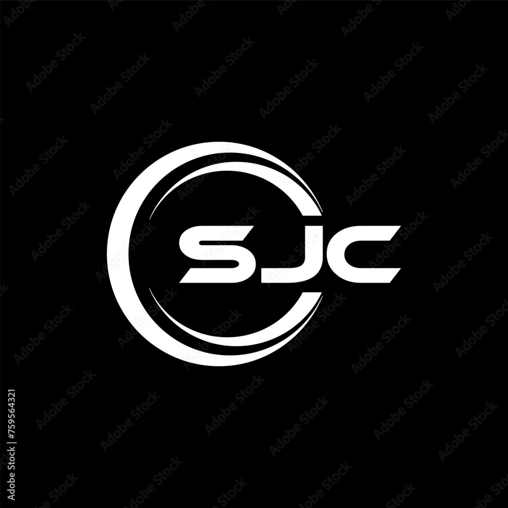 SJC letter logo design with black background in illustrator, cube logo ...