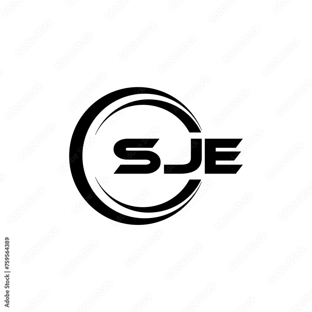 SJE letter logo design with white background in illustrator, cube logo ...
