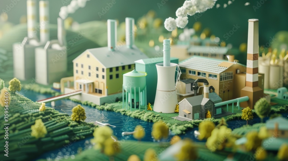 Educational scene depicting the process of producing green hydrogen ...