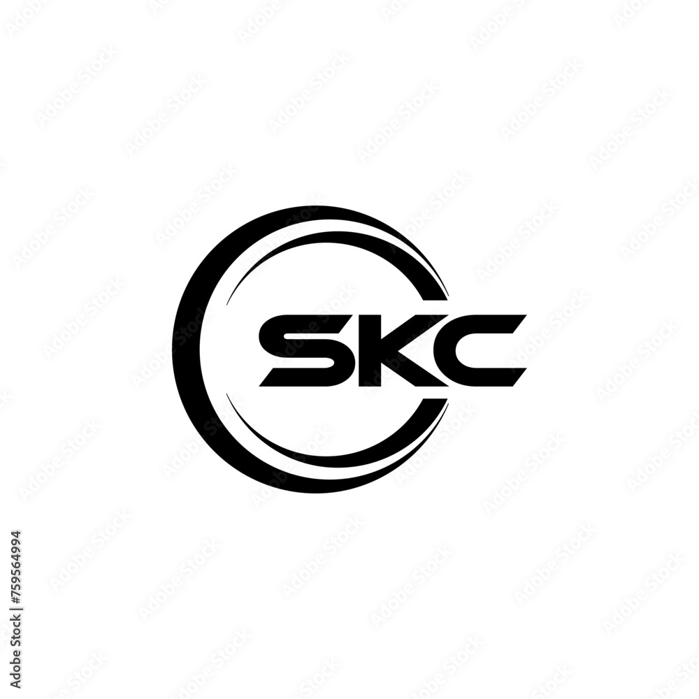 SKC letter logo design with white background in illustrator, cube logo ...