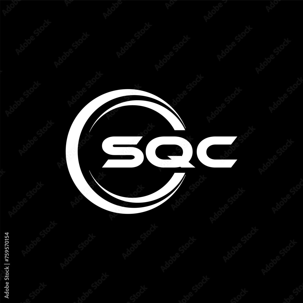 SQC letter logo design with black background in illustrator, cube logo ...
