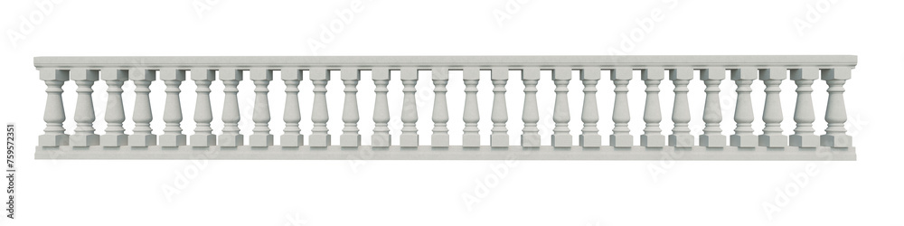 Old classic concrete italian balustrade. White marble balustrade on ...