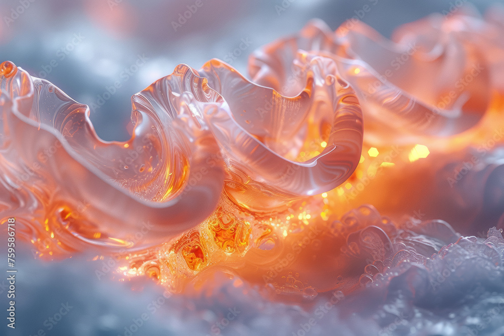 Liquid fire encased within an icy sculpture, symbolizing the ...