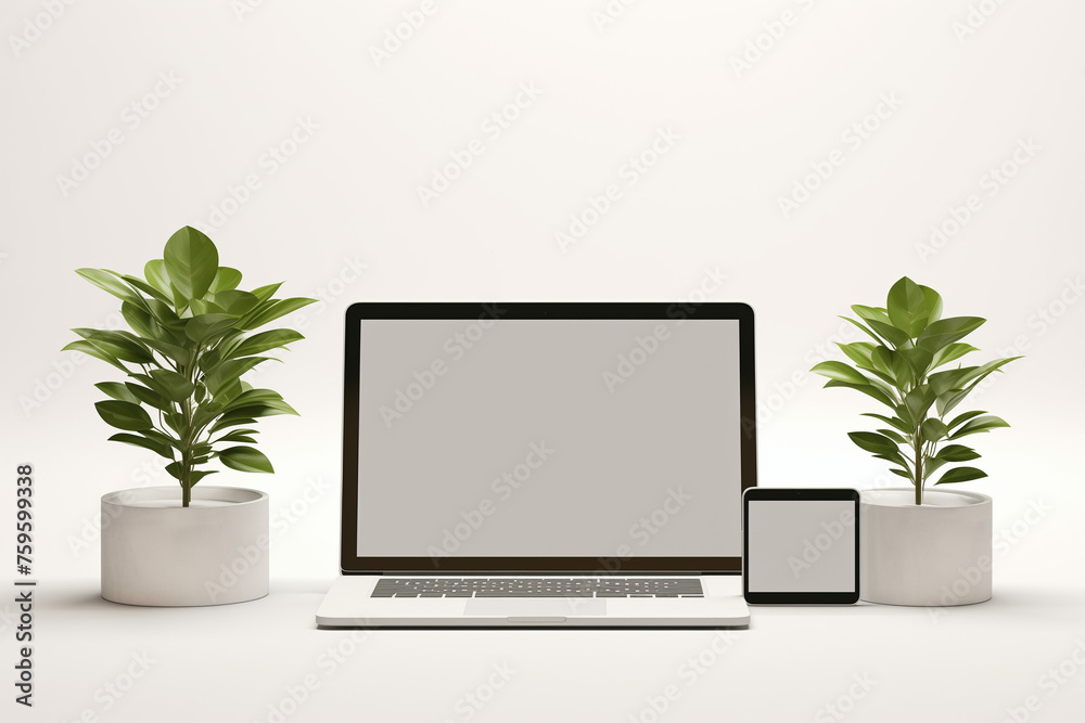 set new model of computer display or desktop and smartphone laptop on ...