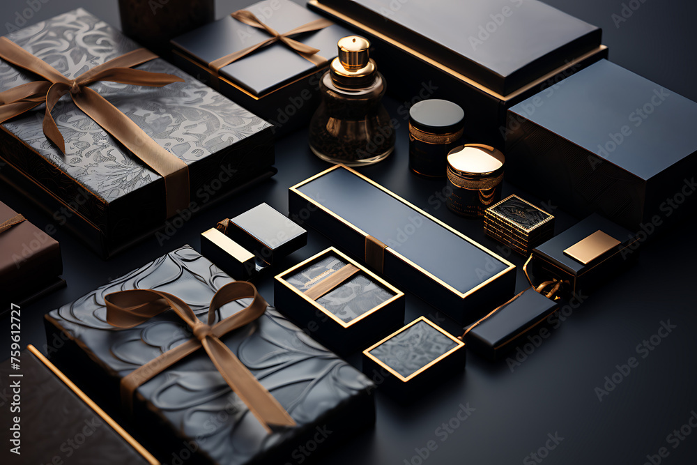 Luxury, consistent and opulent packaging and business card mock up ...