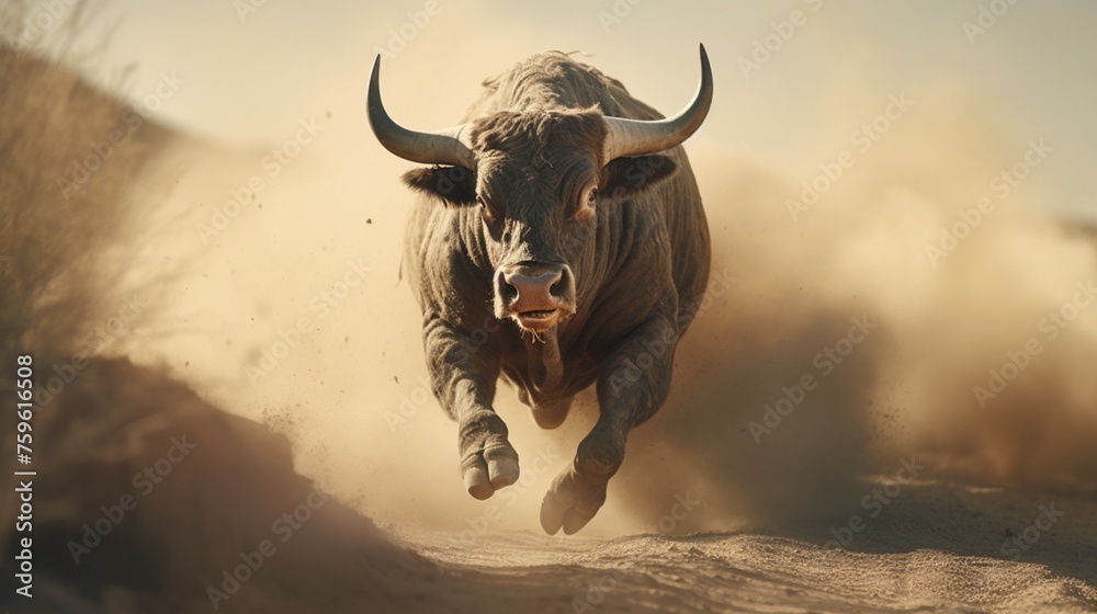 With nerves of steel, the cowboy faces the bucking bull head-on, a true ...