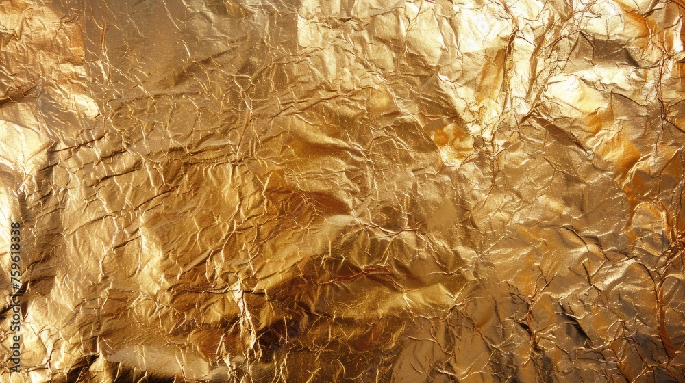 A gleaming gold foil sheet forms a luxurious metallic backdrop, perfect ...