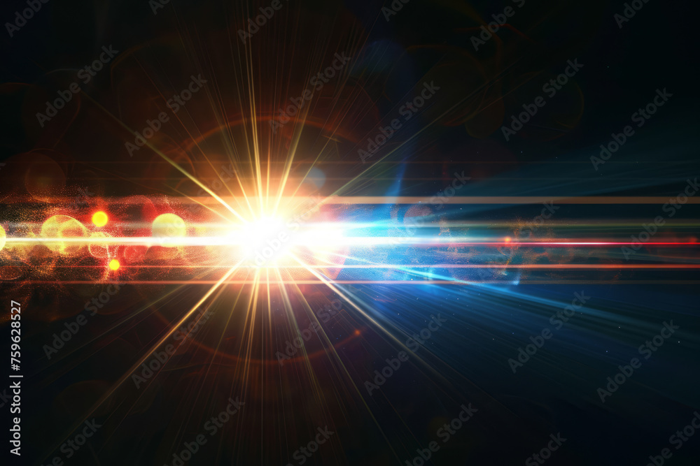 Abstract sun burst, digital flare, iridescent glare, lens flare effects ...