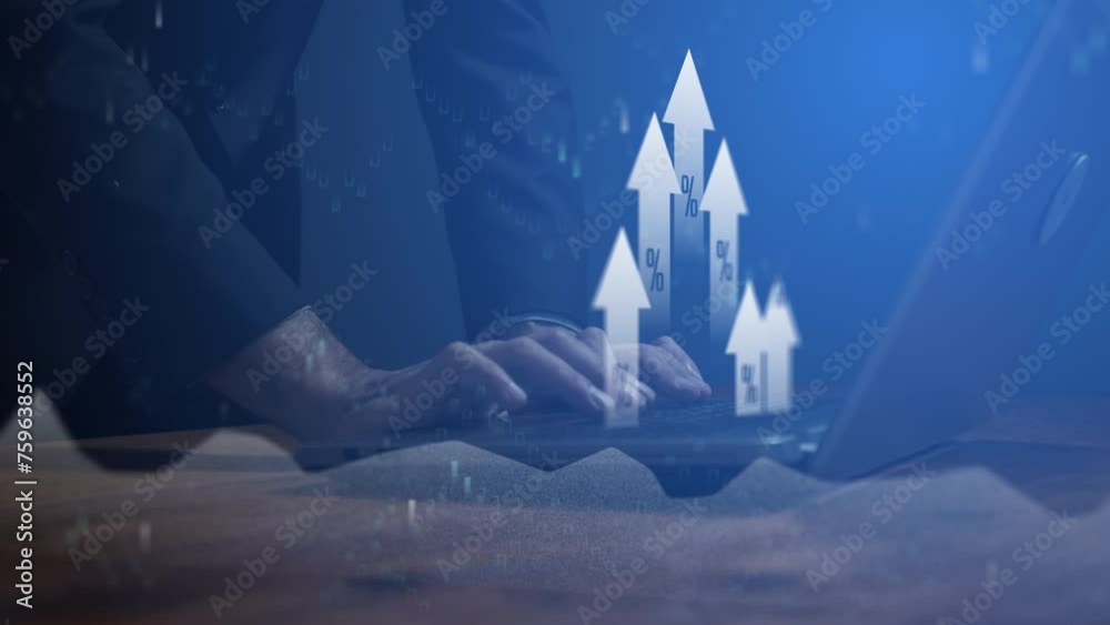 Cg background for financial project. Male silhouette with laptop and ...