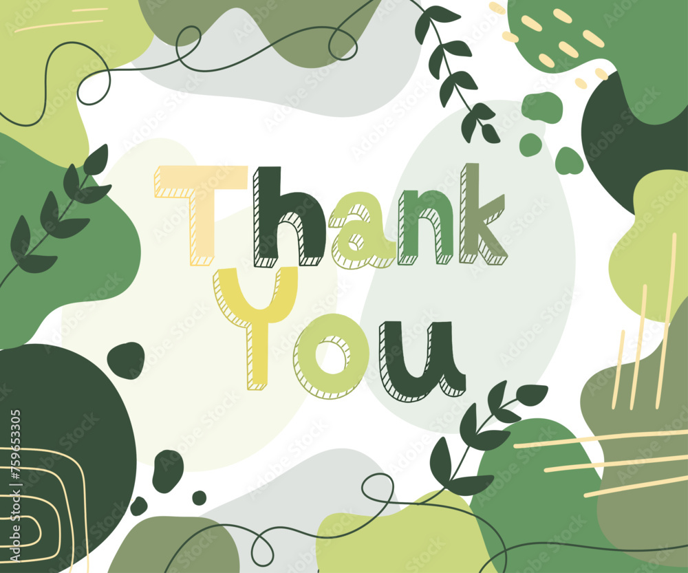 pattern with trees,Thank you message card, green tone background ...