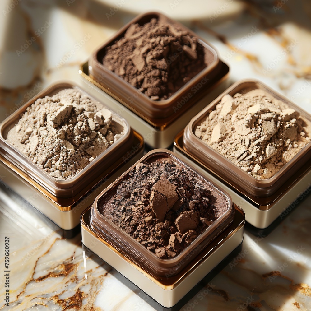 Trio of Luxurious Powder Shades Basking in Soft Light on Elegant ...