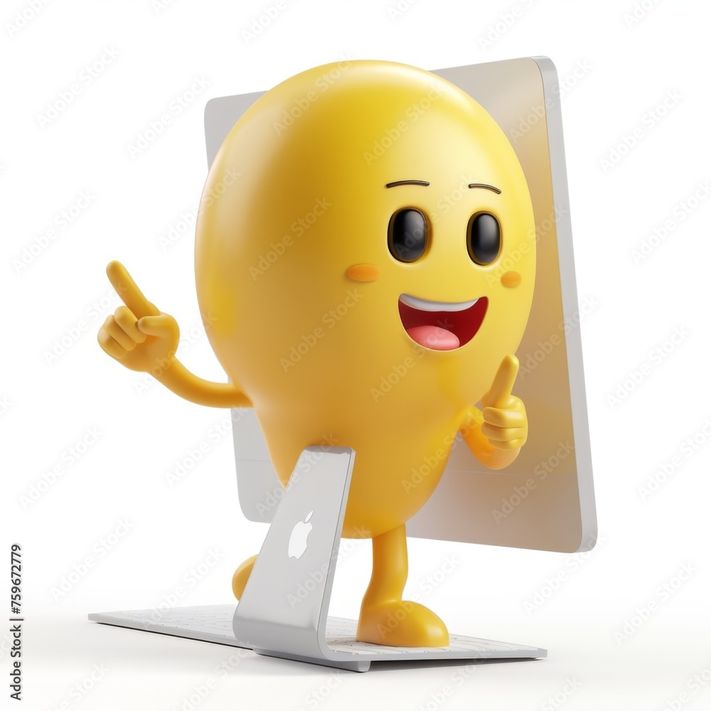 Simple emoji of a person teaching computer software and distance ...