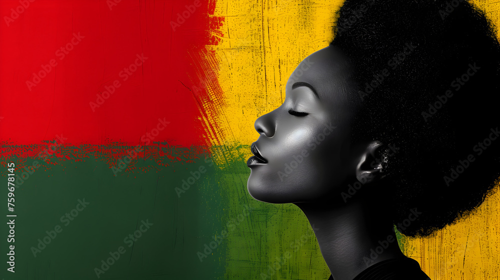 Black History Month background. African-american woman face in profile ...