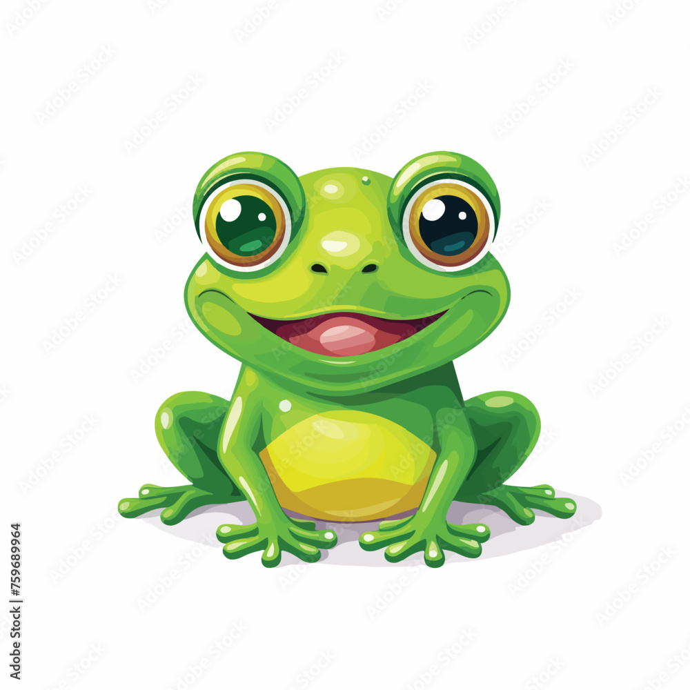 Cute cartoon frog sticking tongue out. Vector clip Stock Vector | Adobe ...