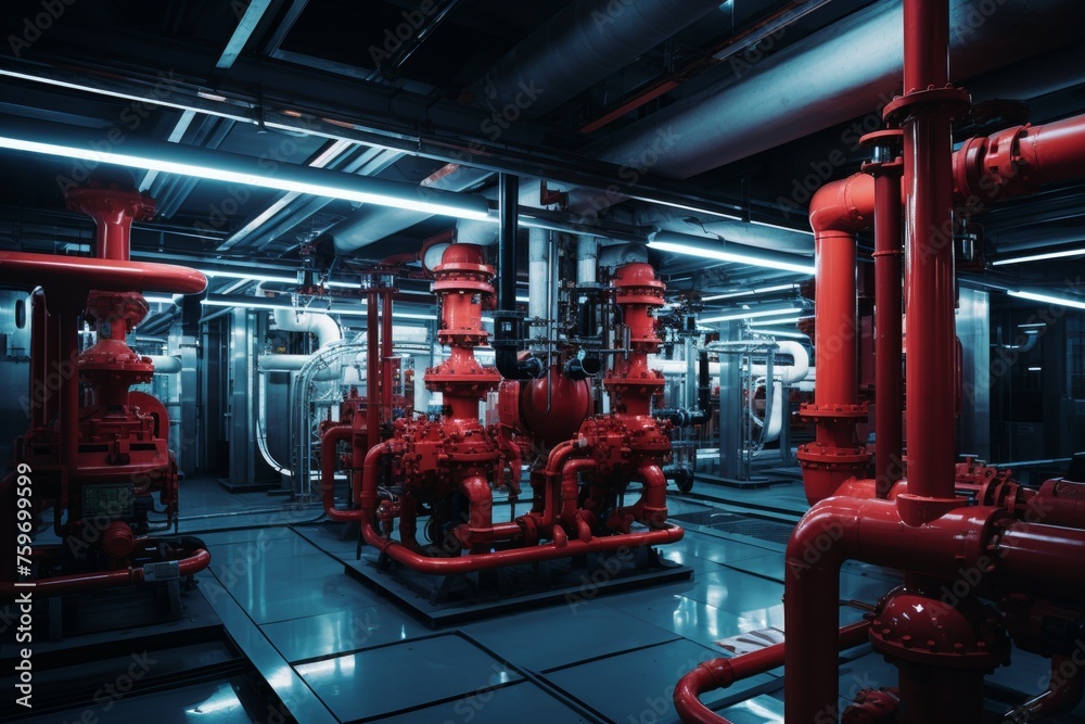 An expansive view of an industrial separator and its complex network of ...