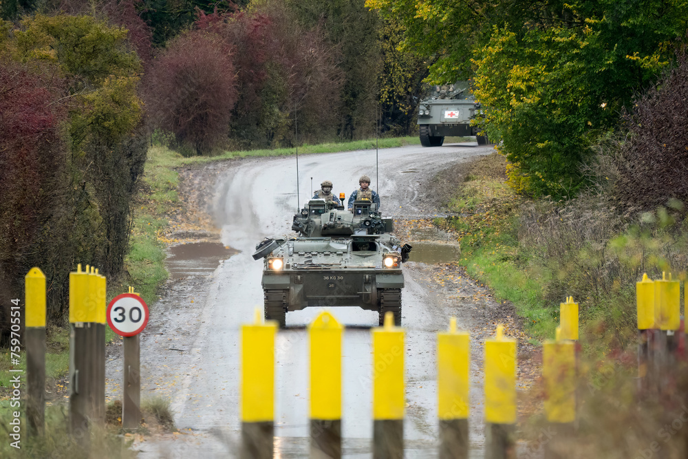 British army Warrior FV510 Infantry Fighting Vehicle in action on a ...