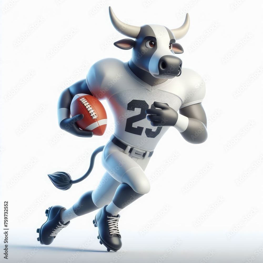 Buffalo as an American Football Player. 3D minimalist cute illustration ...