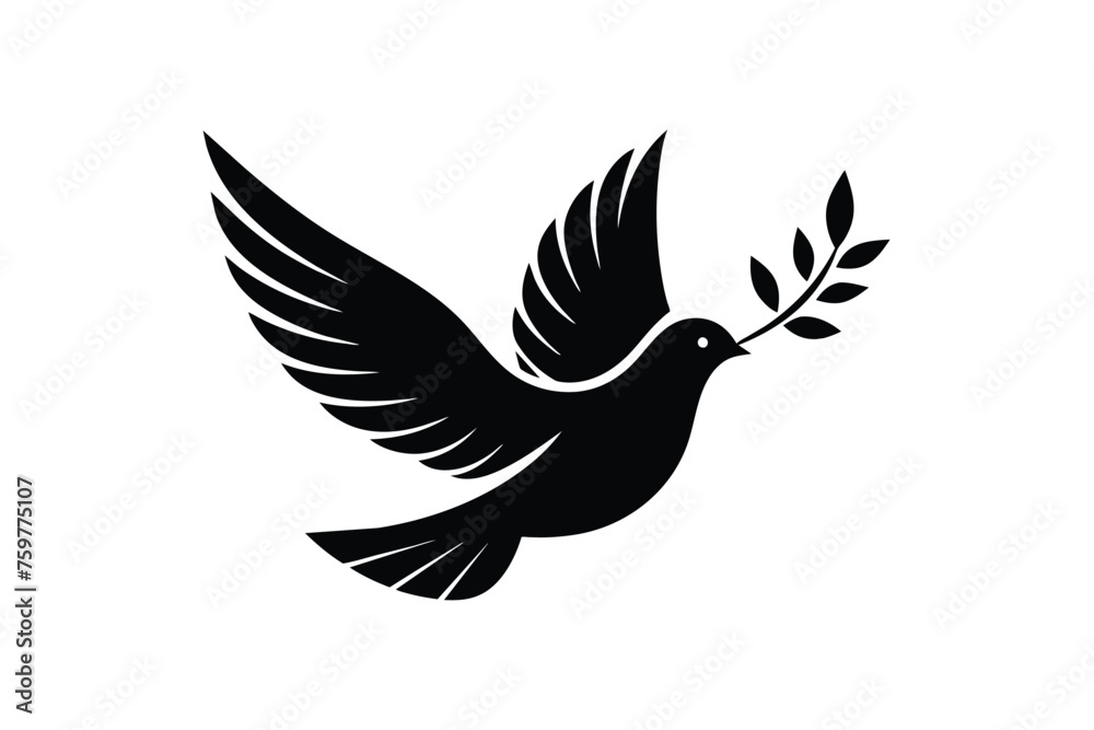 logo of a white dove holding a olive twig vector illustration 7.eps ...