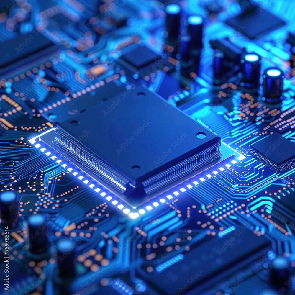 Advanced Technology Concept Visualization: Circuit Board CPU Processor ...
