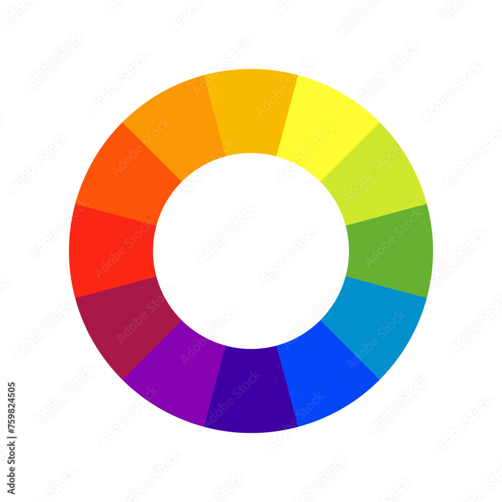 Cycle diagram with 12 color parts vector illustration. Pie chart with ...