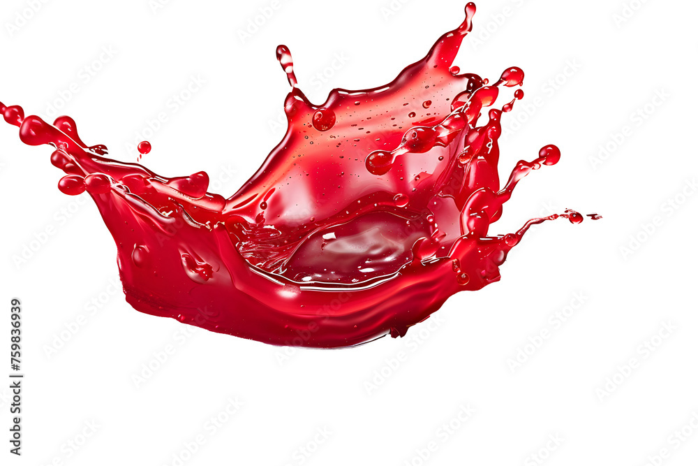 Red berry Jam splash with little bubbles fruit syrup isolated on ...