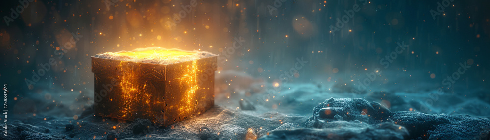 Mystical box glowing with an ethereal light, hinting at hidden ...