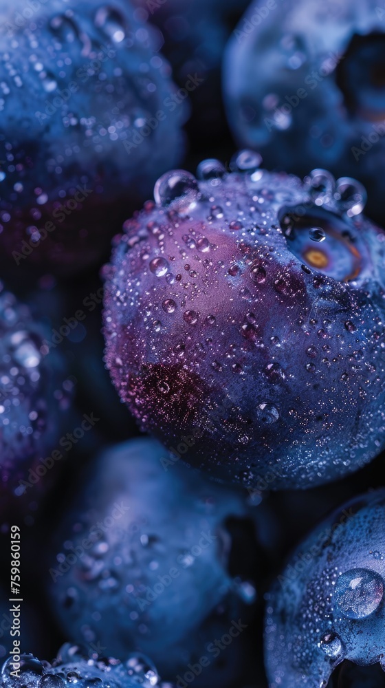 A macro photograph of blueberry skin showcasing its subtle frost and ...