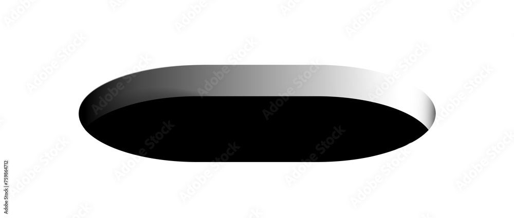 Black oval hole, rounded mockup. Isolated realistic transparent ...