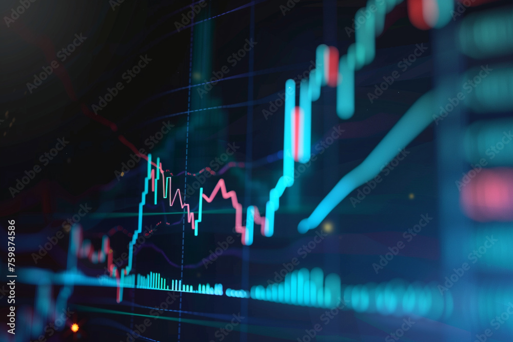 Deep Analysis of Stock Trading Graph Displayed on Digital Screen with ...