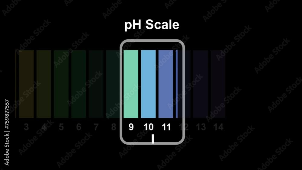 Measure PH Scale Diagram Animation on black background. Measurements of ...