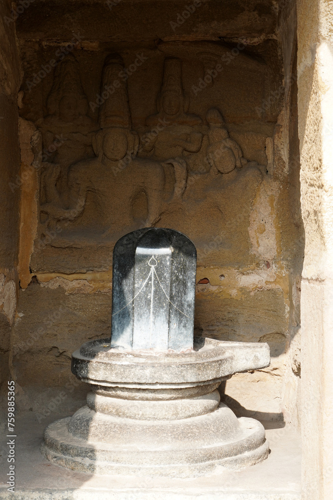 Shiva Lingam in Hindu Temple. Ancient sculpture in the small shrine of ...