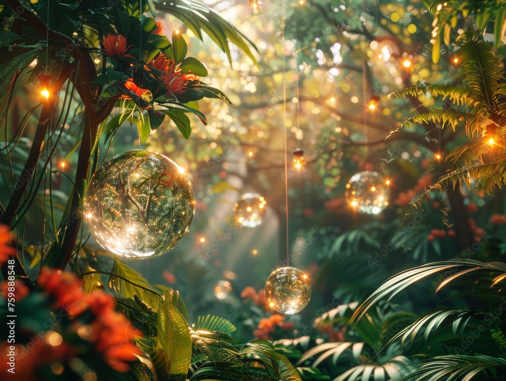 Lush Rainforest, Colorful Jungle Balls, Representing Earths ...