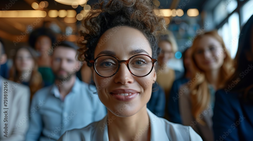 Screen of multiple work colleagues on video call. Team meeting online ...