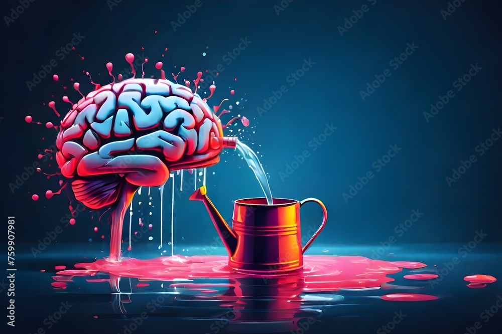 Brainwashing Concept Vector Illustration Of Showering On Human Brain Psychology Make Someone