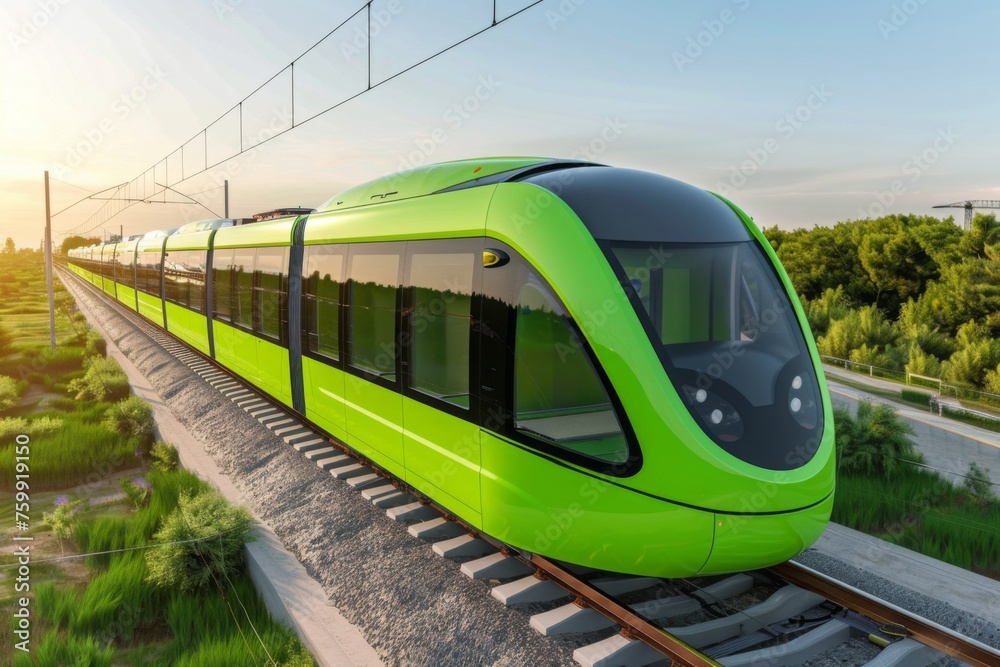 This is a conceptual depiction of sustainable public transportation ...