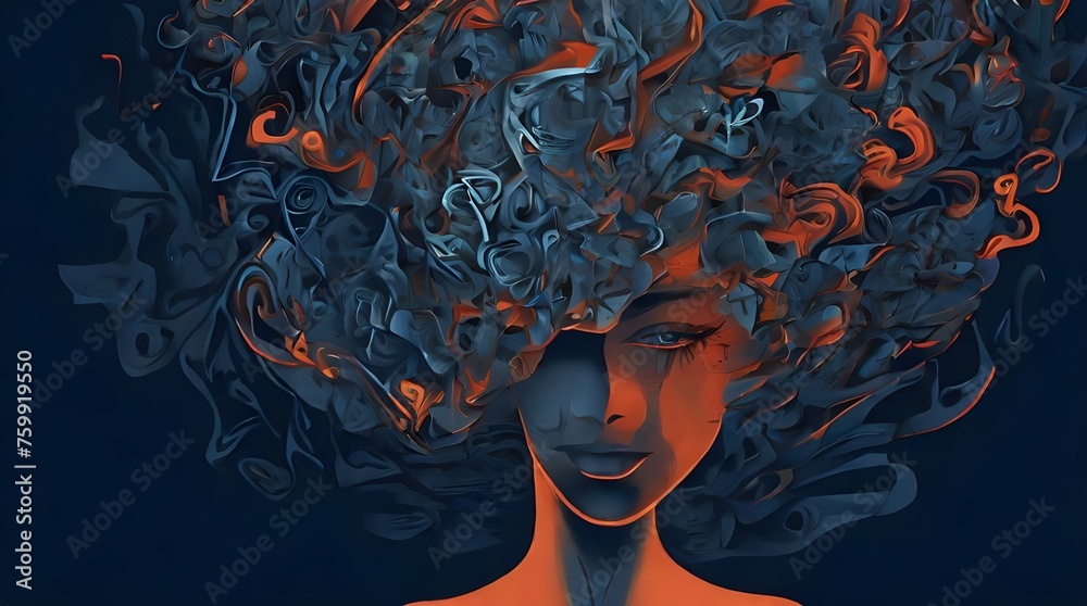 Woman face symbolizing her struggles, complexity, mental pressure ...