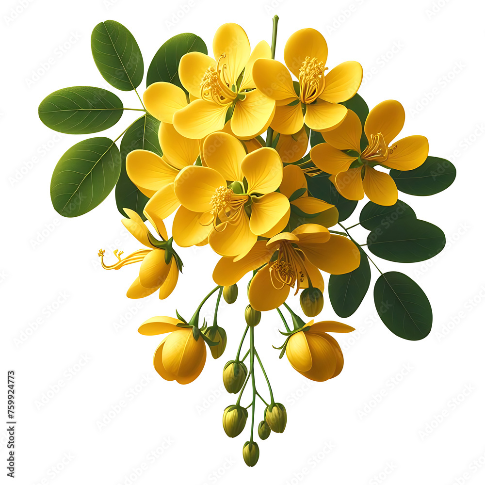 Cassia fistula Kani Konna flower illustration without background for ...