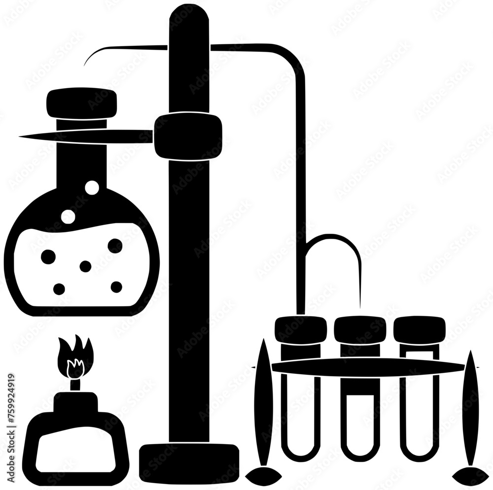 chemistry illustration research silhouette laboratory logo apparatus ...