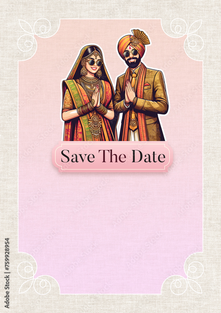 Punjabi Traditional Royal Wedding Invitation card design Bride and ...