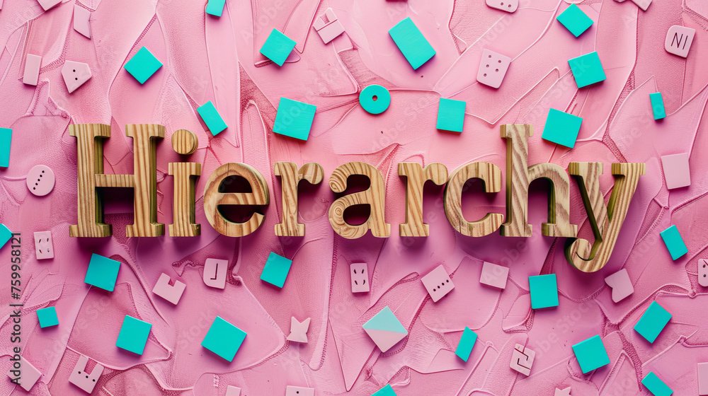 The image shows a single colored background with the word "Hierarchy ...