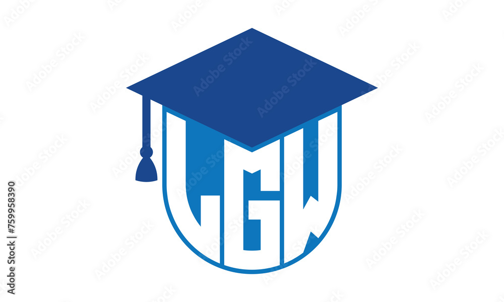 LGW initial letter academic logo design vector template. school college ...