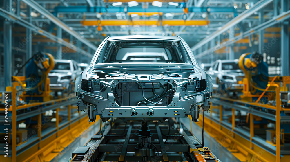 Robotic Assembly Line in Car Manufacturing, Precision Engineering in ...
