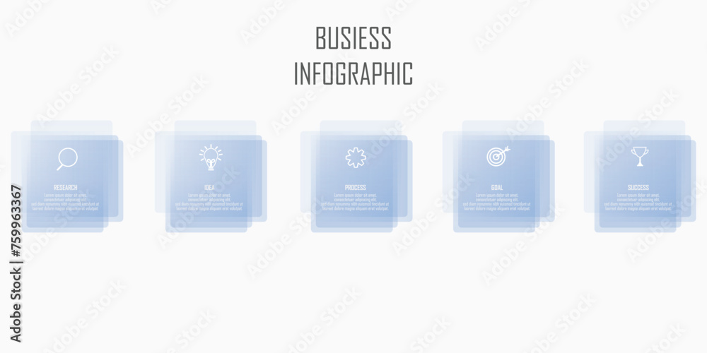Blue gradient Infographic business diagram chart with 5 step data ...