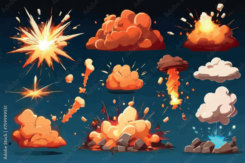 3 big different phases fire mushroom cloud explosion of fusion bomb ...