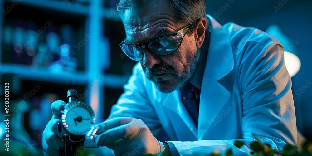 Forensic Science Investigator in Lab Coat Analyzing Evidence at Crime ...