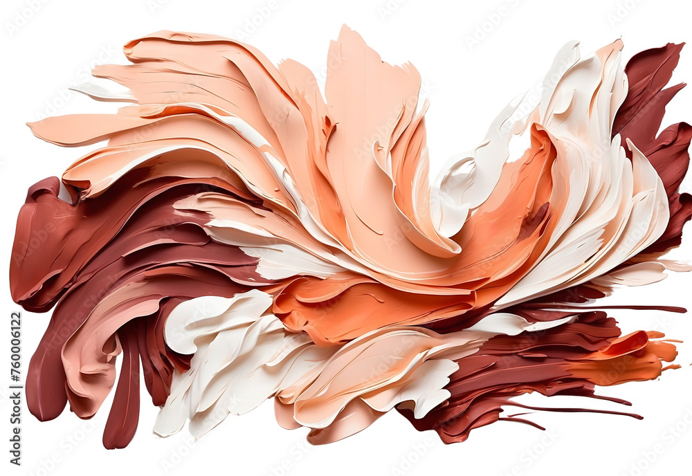 Maroon and peach paint stroke on solid white background, generative AI ...